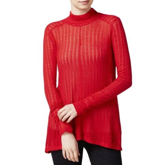 Lucky Brand | Sweaters | Ruby Red Linen Asymmetrical Turtleneck Sweater ...